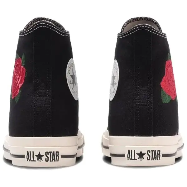 CONVERSE Chuck Taylor All Star Rose Embroidery Hi Top Sneakers - Black/white/red