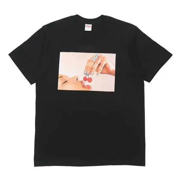 Supreme Ss20 Week 1 Cherries Tee Cherry Round Neck Short Sleeve - Black
