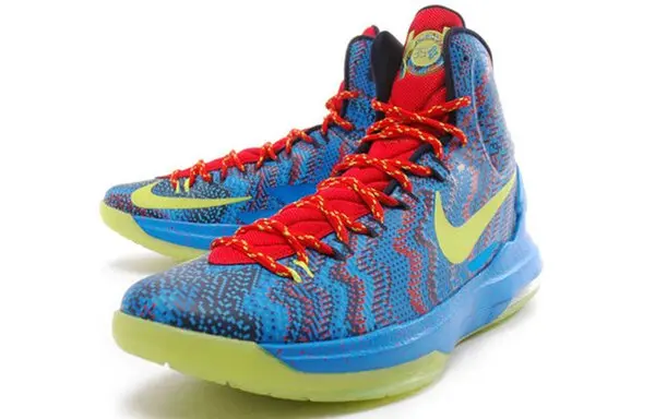 Nike Zoom Kd 5 "christmas" High Top Athletic Sneakers - Blue/green/red