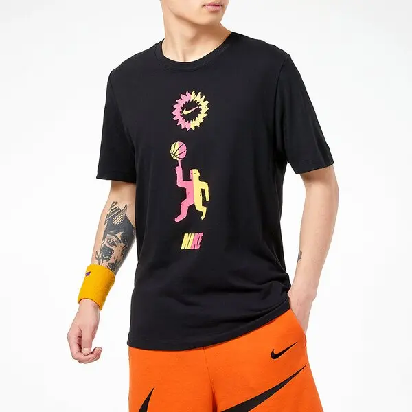 Nike Basketball Sports Contrasting Colors Printing Round Neck Short Sleeve