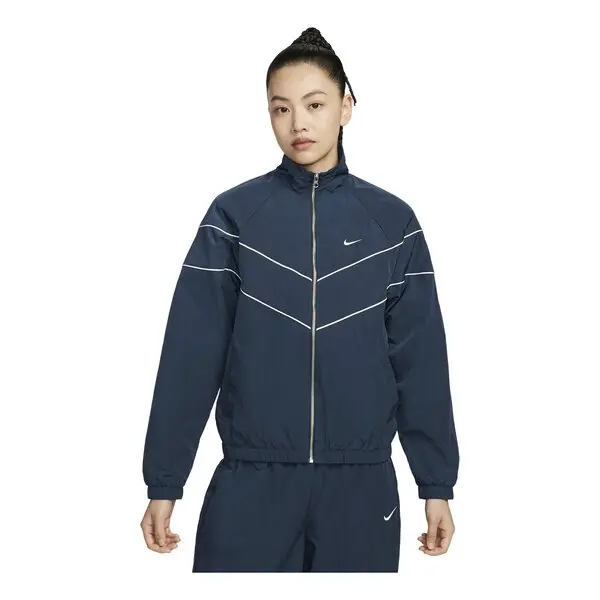 Nike Windrunner Loose Uv Woven Full-zip Jacket - Armory Navy/white