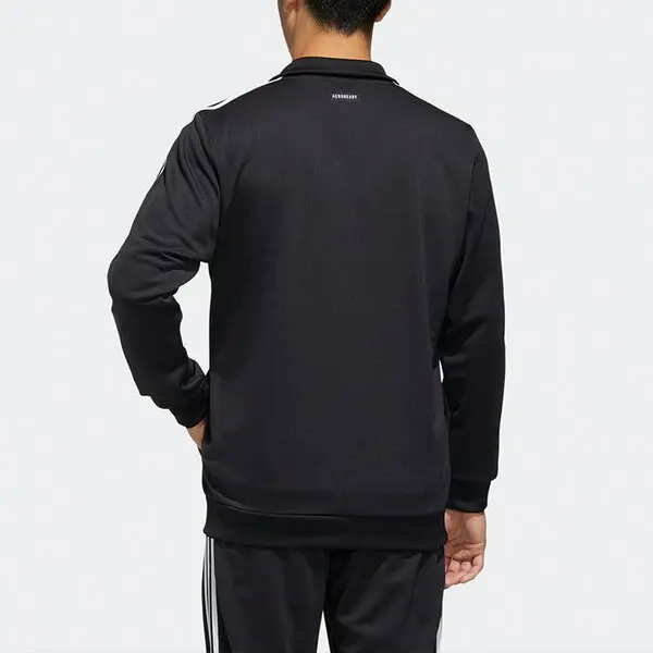 Adidas Track Jacket With Stand Collar And Signature Stripes - Black