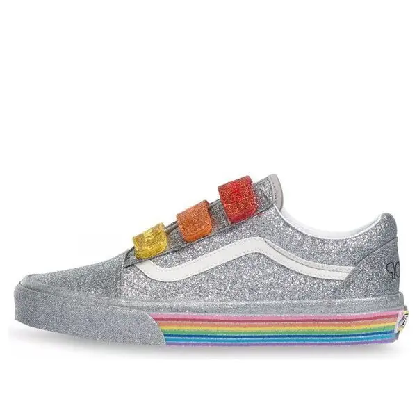 VANS Old Skool V "silver Rainbow" Glitter Sneakers