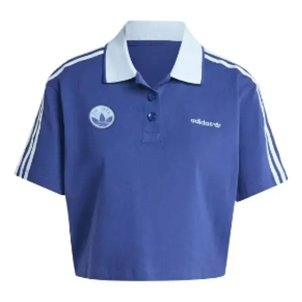 Adidas Cropped Polo Shirt With Collar - Blue