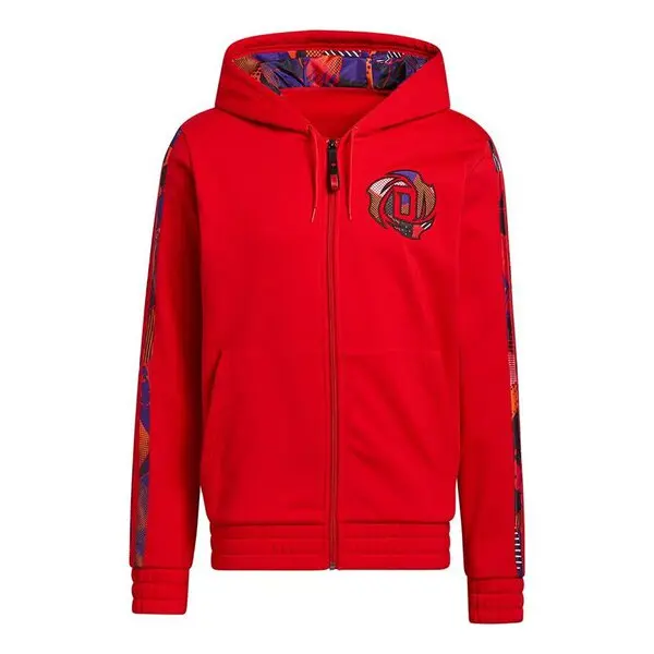 Adidas Mic Rose Full-zip Hooded Sweatshirt Red - Light Red