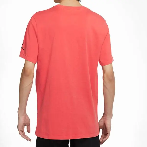 JORDAN Gradient Multi-color Alphabet Washed Round Neck Short Sleeve - Red