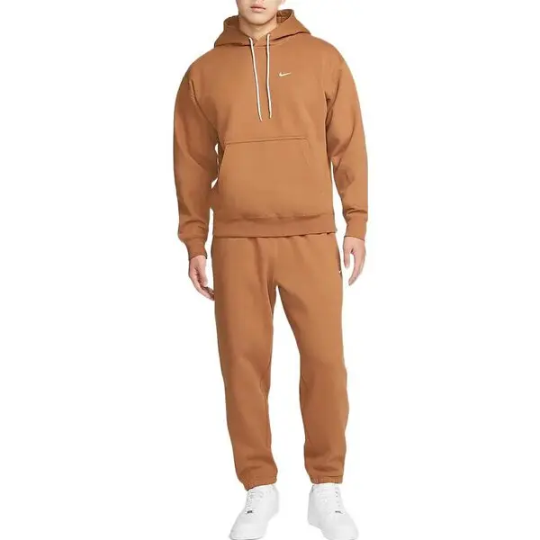 Nike Solid Color Stay Warm Bundle Feet Drawstring Sweatpants Orange