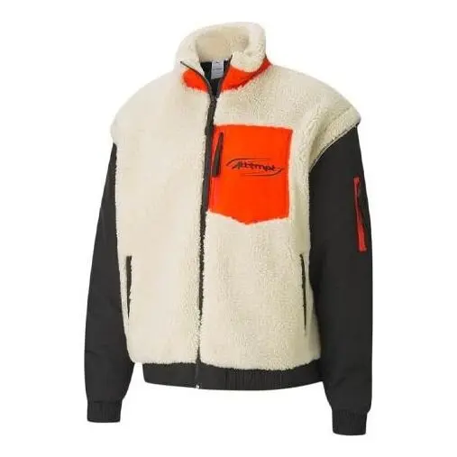 PUMA X Attempt Sherpa Fleece Jacket - Beige/black/orange
