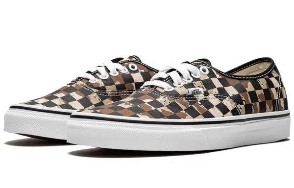 VANS Authentic Camo Checkerboard Lace-up Sneakers - Black/brown