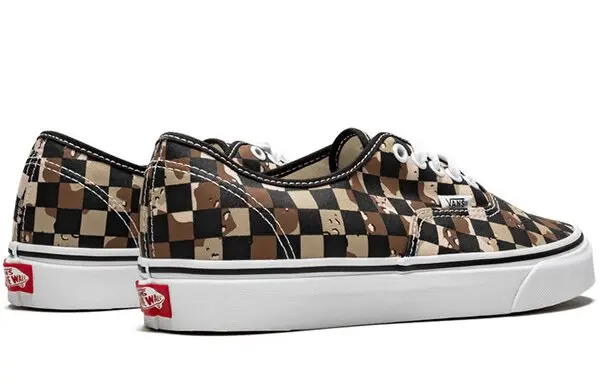 VANS Authentic Camo Checkerboard Lace-up Sneakers - Black/brown