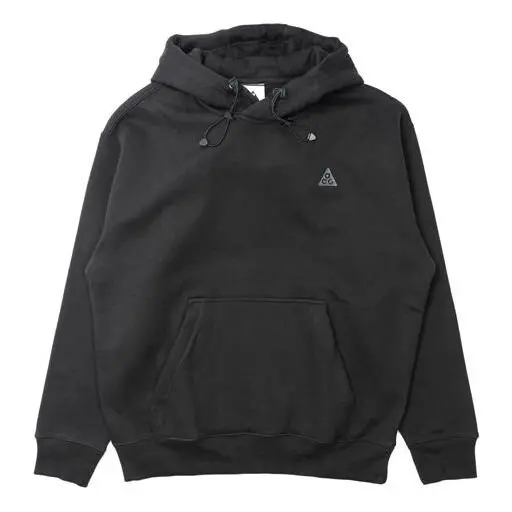 Nike X Embroidered Logo Hooded Pullover Long Sleeves - Black