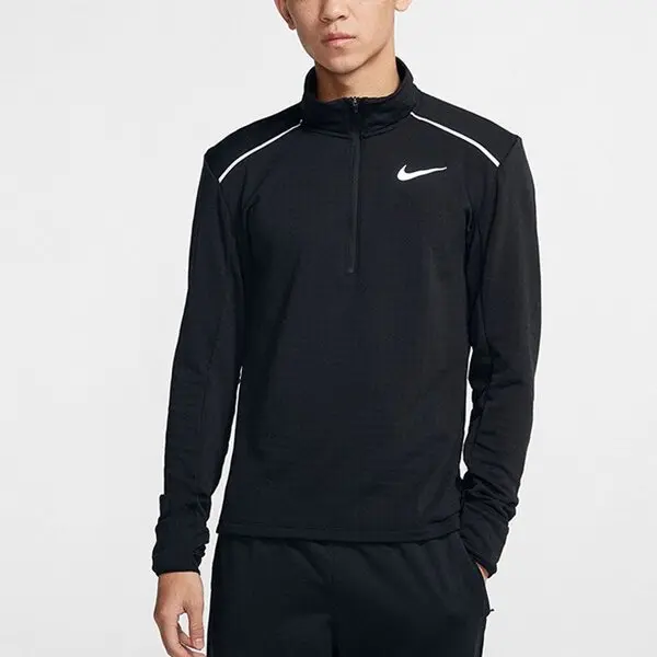 Nike Dri-fit Running Training Fleece Lined Long Sleeve Top - Black