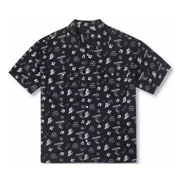 CONVERSE Graphic Print Short Sleeve Shirt - Black