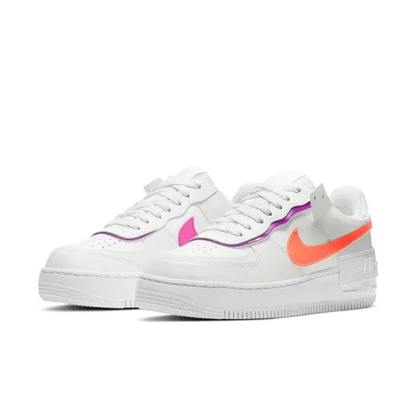 Nike Force 1 Shadow Sneakers - White/orange/pink