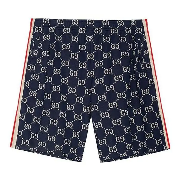 Gucci Jacquard Monogram Shorts With Contrast Stripes - Blue