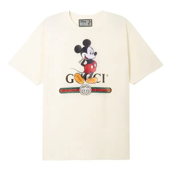 Gucci X Disney Retro Printing Gs White T-shirt - Creamy