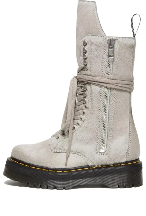 Dr. Martens X Rick Owens Calf Length Platform Boots - Grey/brown