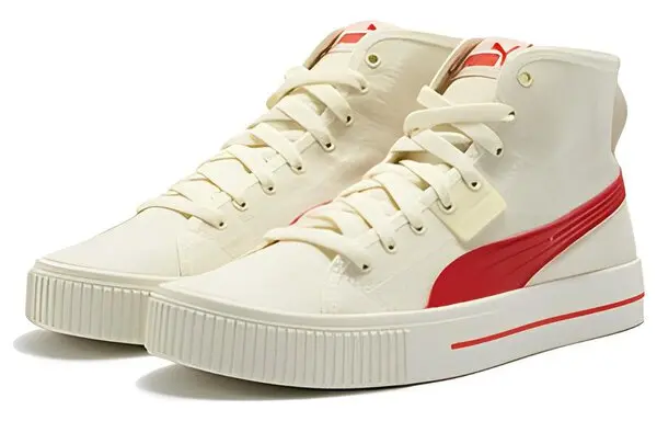 PUMA Ever Mid High Top Sneakers - Cream/red
