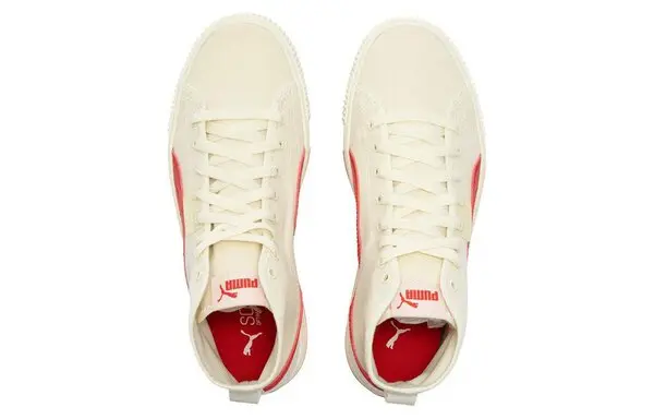 PUMA Ever Mid High Top Sneakers - Cream/red