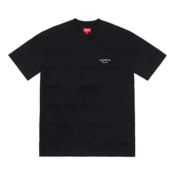 Supreme Fw18 Patchwork Pique Tee Splicing Short Sleeve - Black