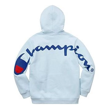 Supreme Ss18 X Champion Hooded Sweatshirt - Light Blue