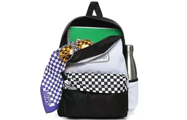 VANS Checkerboard Trim Backpack - White/black