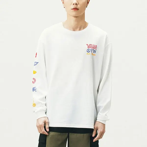 VANS Long Sleeve Printed Crewneck Sweatshirt - White