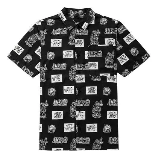 VANS X Duyanaizi Series Printing Pattern Casual Sports Short Sleeve Shirt - Black