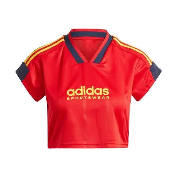 Adidas Tiro Cut 3-stripes Crop Shirt - Red/black