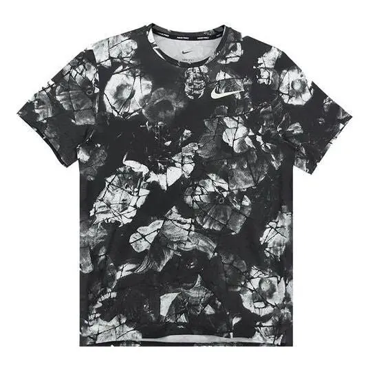 Nike Pro Dri-fit Color Block Printing Short Sleeve Black T-shirt - Default Color
