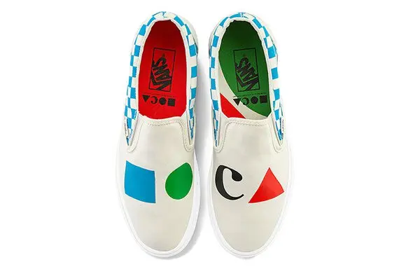 VANS Moca X Classic Slip-on Checkerboard Cyan - White
