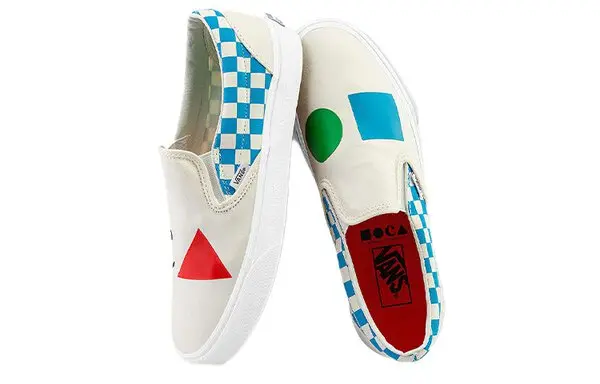 VANS Moca X Classic Slip-on Checkerboard Cyan - White