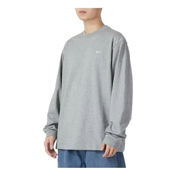 Nike Solo Swoosh Crew Sweatshirt 'light Grey - Light Grey/white