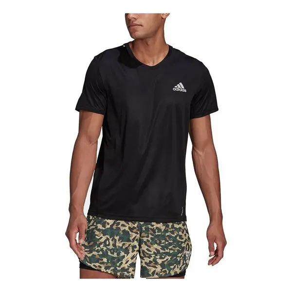 Adidas Pblue Tee Reflective Printing Running Sports Short Sleeve - Black