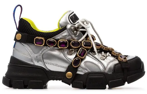 Gucci Flashtrek Embellished Sneakers - Silver