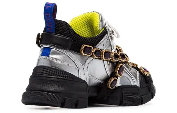 Gucci Flashtrek Embellished Sneakers - Silver