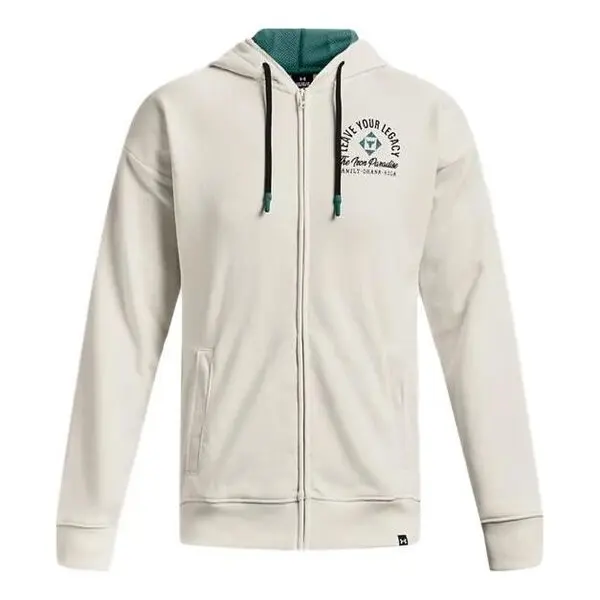 Under Armour Project Rock Heavyweight Terry Full-zip Hoodie - Ivory White