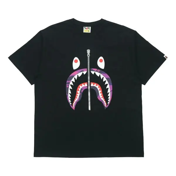 A BATHING APE Shark Face Half-zip T-shirt - Black