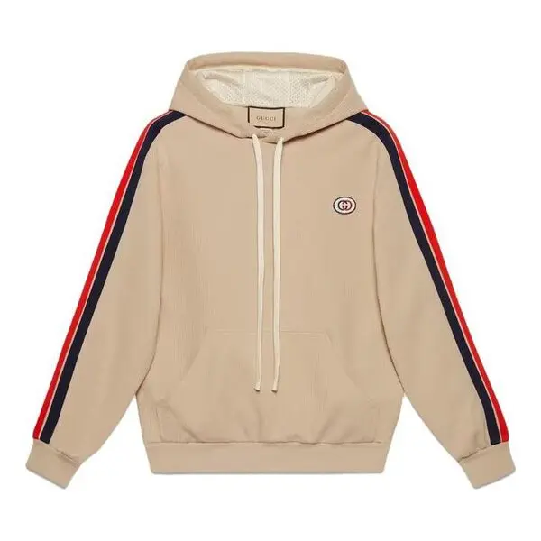 Gucci Jersey Hooded Sweatshirt - Beige/red/black