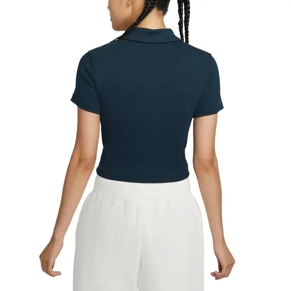 Nike Essential Cropped Polo Shirt - Dark Blue