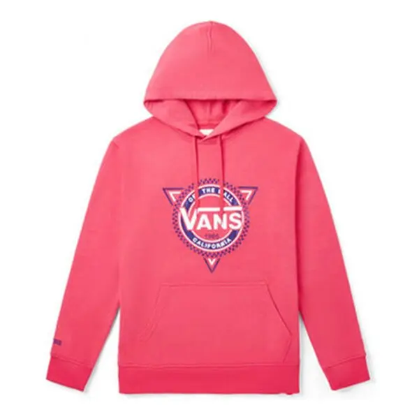 VANS Casual Sports Printing Hooded Drawstring Hoodie - Rose Red
