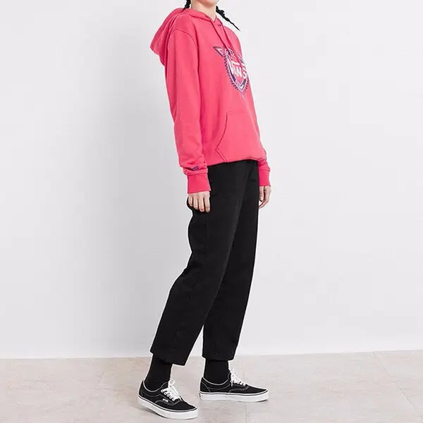 VANS Casual Sports Printing Hooded Drawstring Hoodie - Rose Red