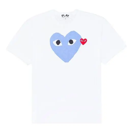 Play Comme Des Garcon Red Emblem Heart T-shirt - White/blue