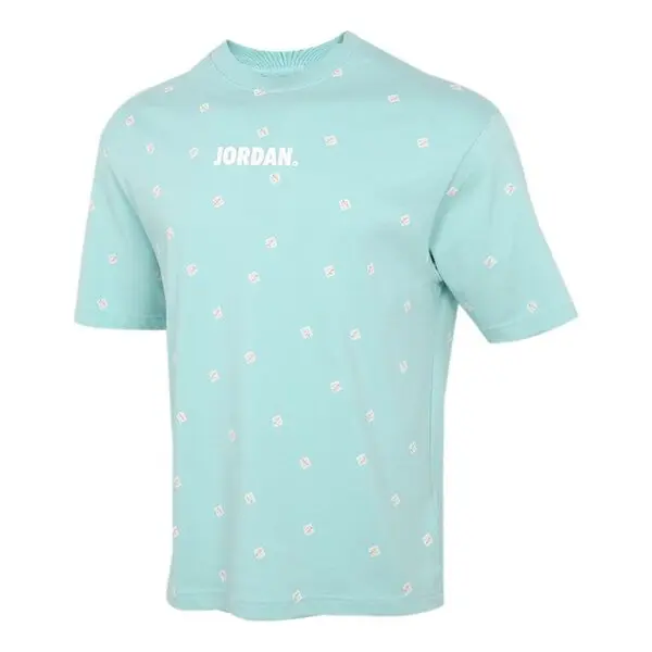 JORDAN Logo Sports Round Neck Short Sleeve Light Blue T-shirt - Default Color