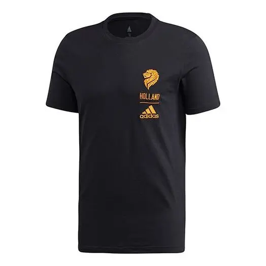 Adidas Hol Ci Tee Printed Sports Football Training Short Sleeve - Black