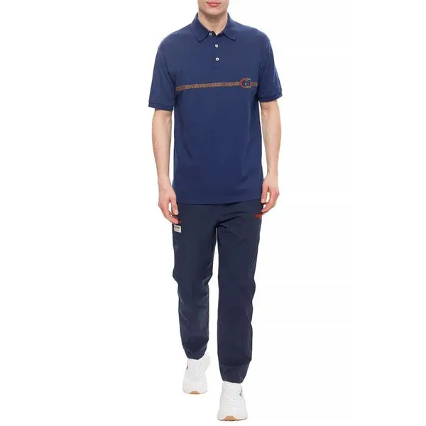 Gucci Logo-embroidered Polo Shirt - Navy