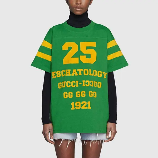 Gucci Ss21 1921 Series Alphabet Print Casual Short Sleeve - Green