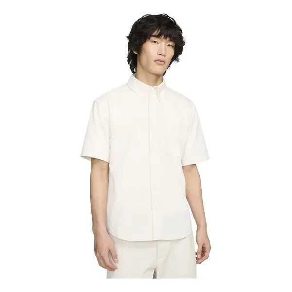 Nike Short Sleeve Seersucker Button-down Shirt Asia Sizing 'phantom - Phantom/phantom