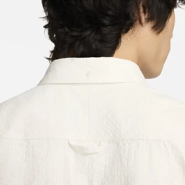 Nike Short Sleeve Seersucker Button-down Shirt Asia Sizing 'phantom