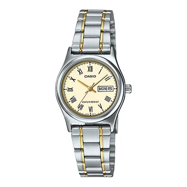 Casio Analog Watch With Two Tone Stainless Steel Band - Silver